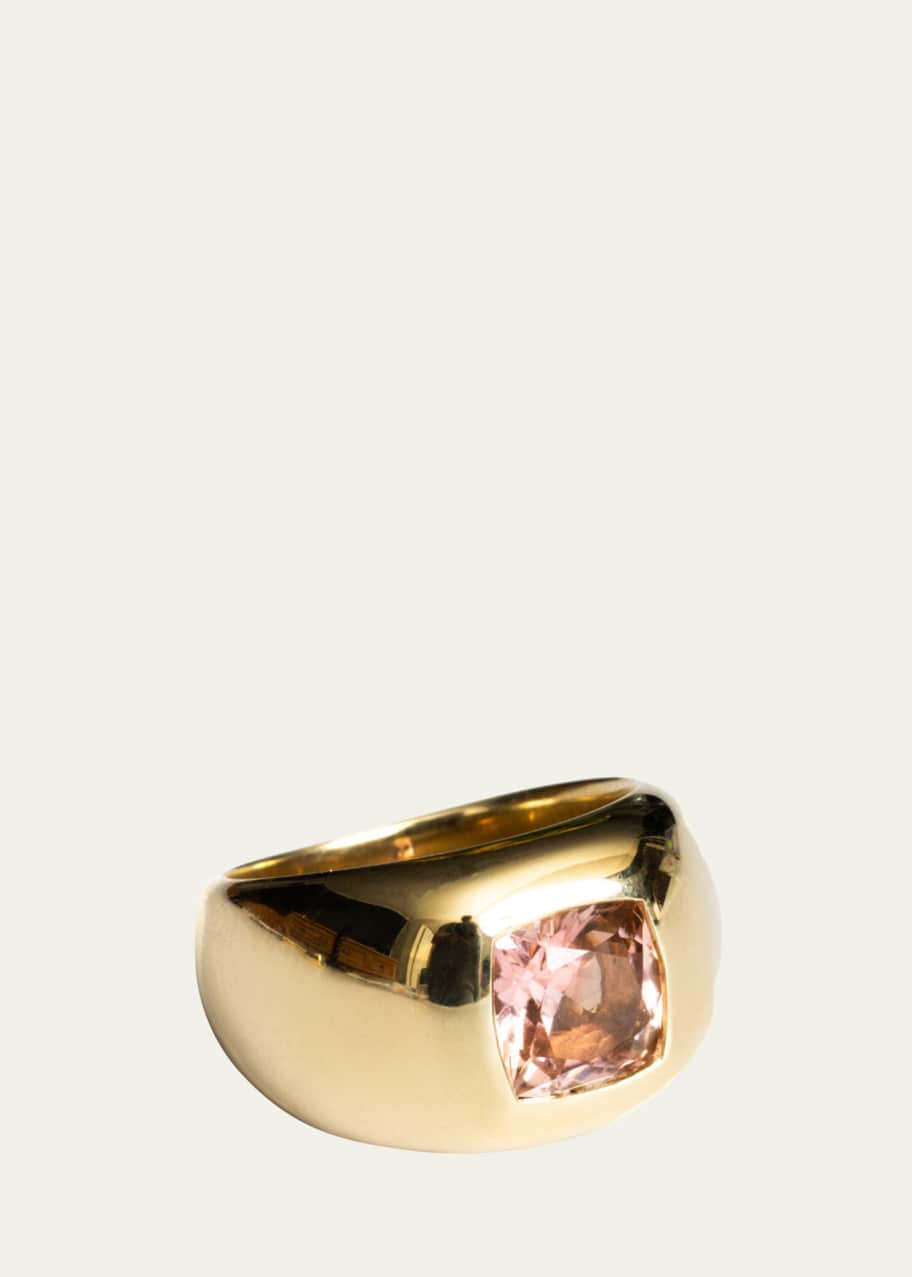 Sheryl Lowe 14K Yellow Gold Pink Tourmaline Flush Set Bombe Ring ...