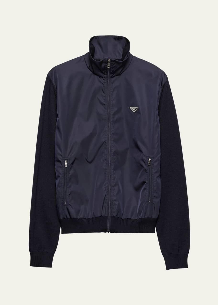 Prada Men's Mix Media Full-Zip Jacket - Bergdorf Goodman