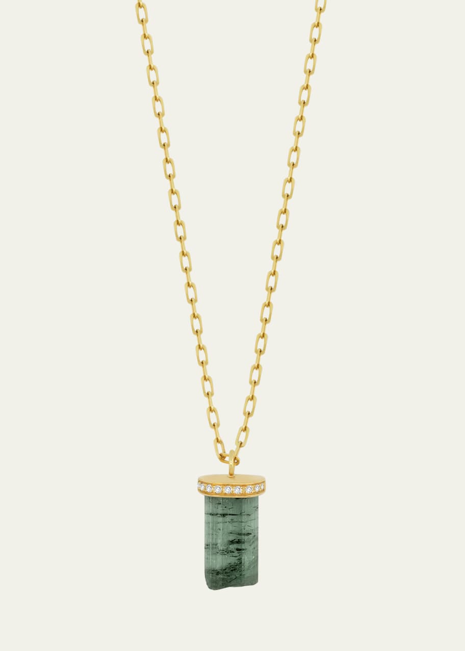 JIA JIA Chains and Charms Green Tourmaline Necklace with Diamond Cap ...
