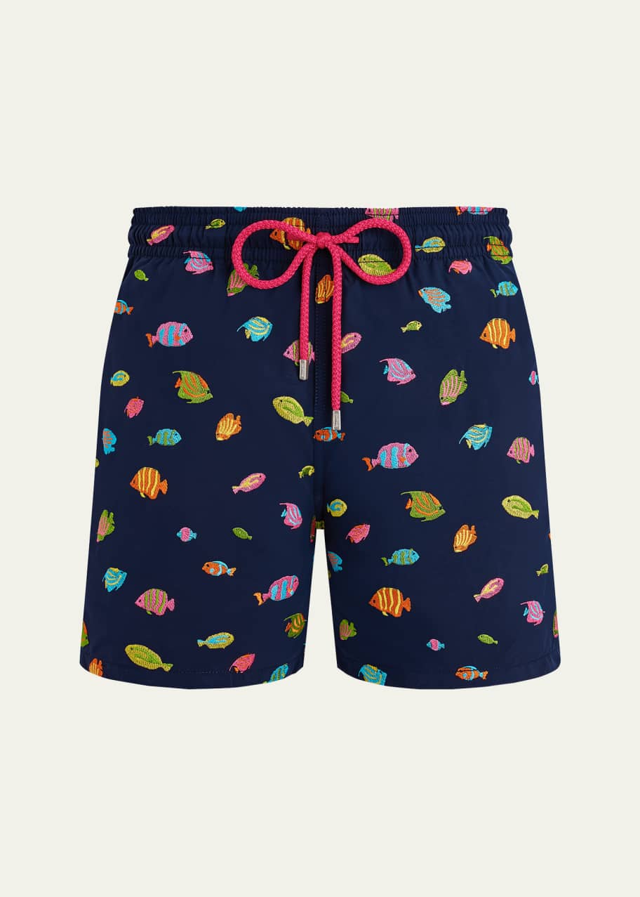 Vilebrequin Men's Embroidered Fishy Dance Swim Trunks - Bergdorf Goodman