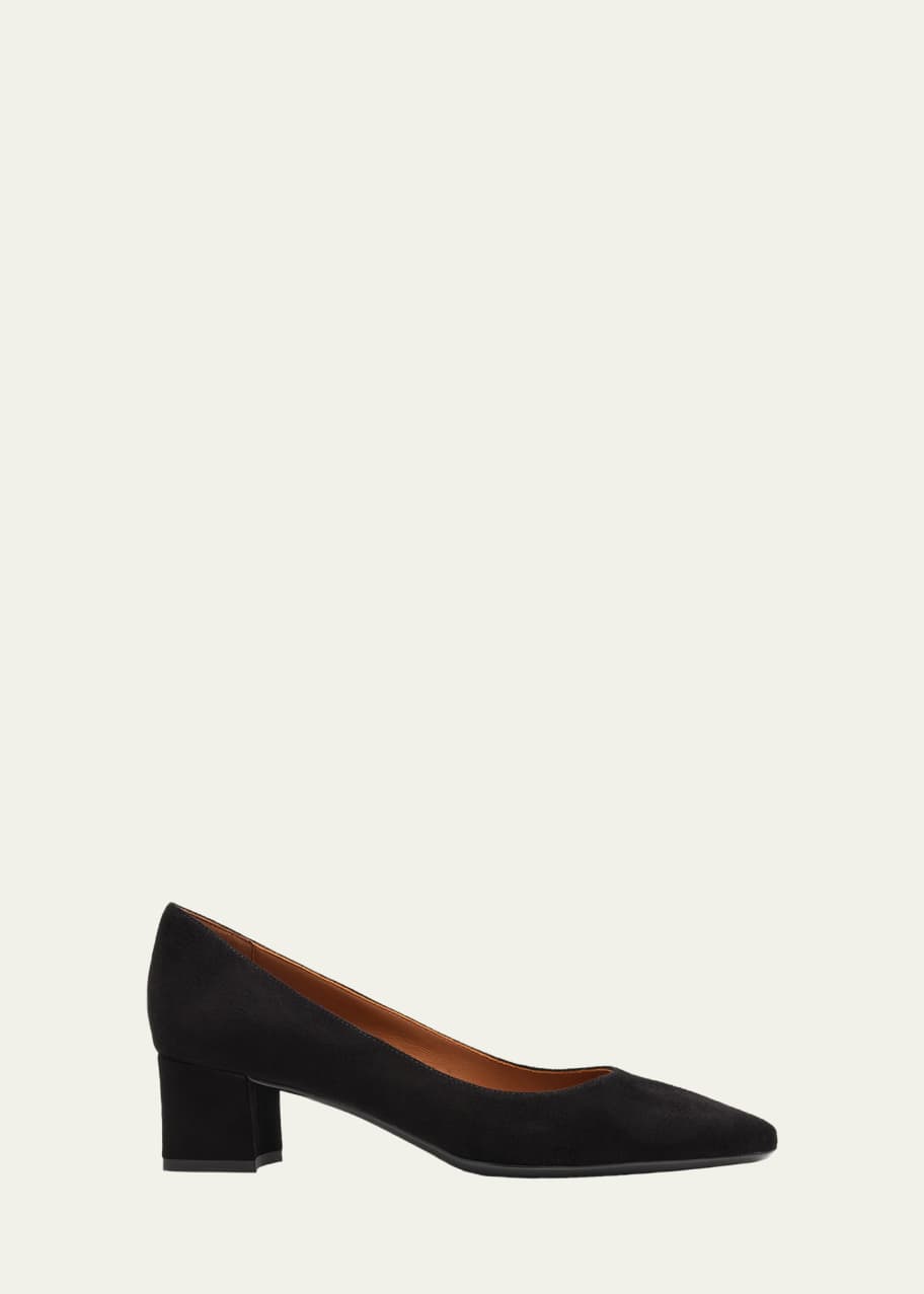 Aquatalia Pasha Suede Mid-Heel Pumps - Bergdorf Goodman