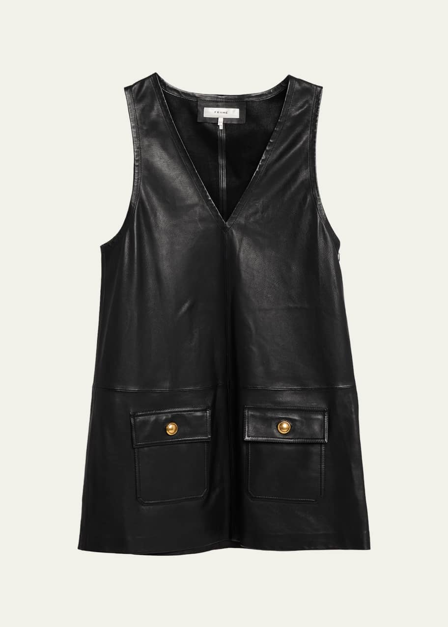 FRAME Leather Pinafore Mini Dress - Bergdorf Goodman