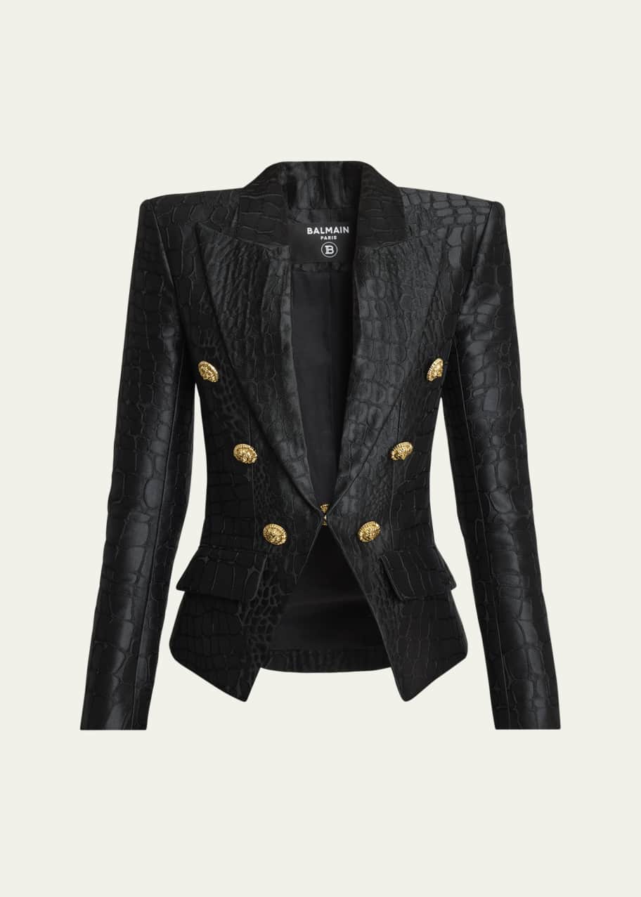 Balmain 6-Button Croco Jacquard Blazer Jacket - Bergdorf Goodman