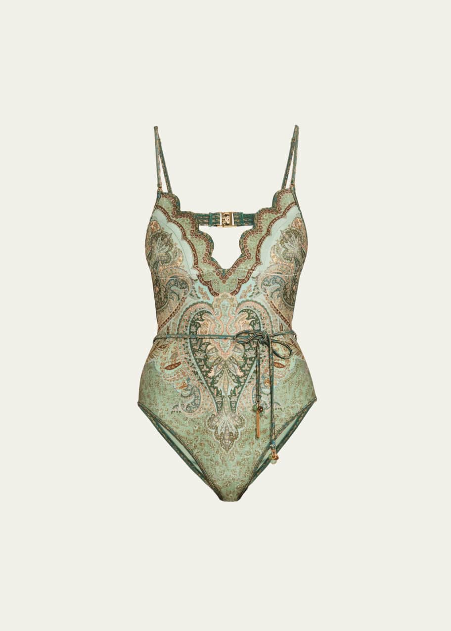Zimmermann Wanderlust Scallop One-Piece Swimsuit - Bergdorf Goodman