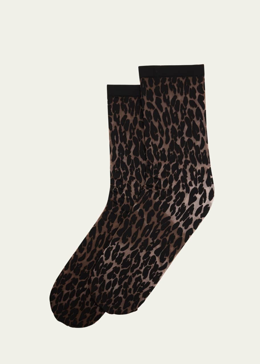 Wolford Leo Animal-Patterned Matte Crew Socks - Bergdorf Goodman