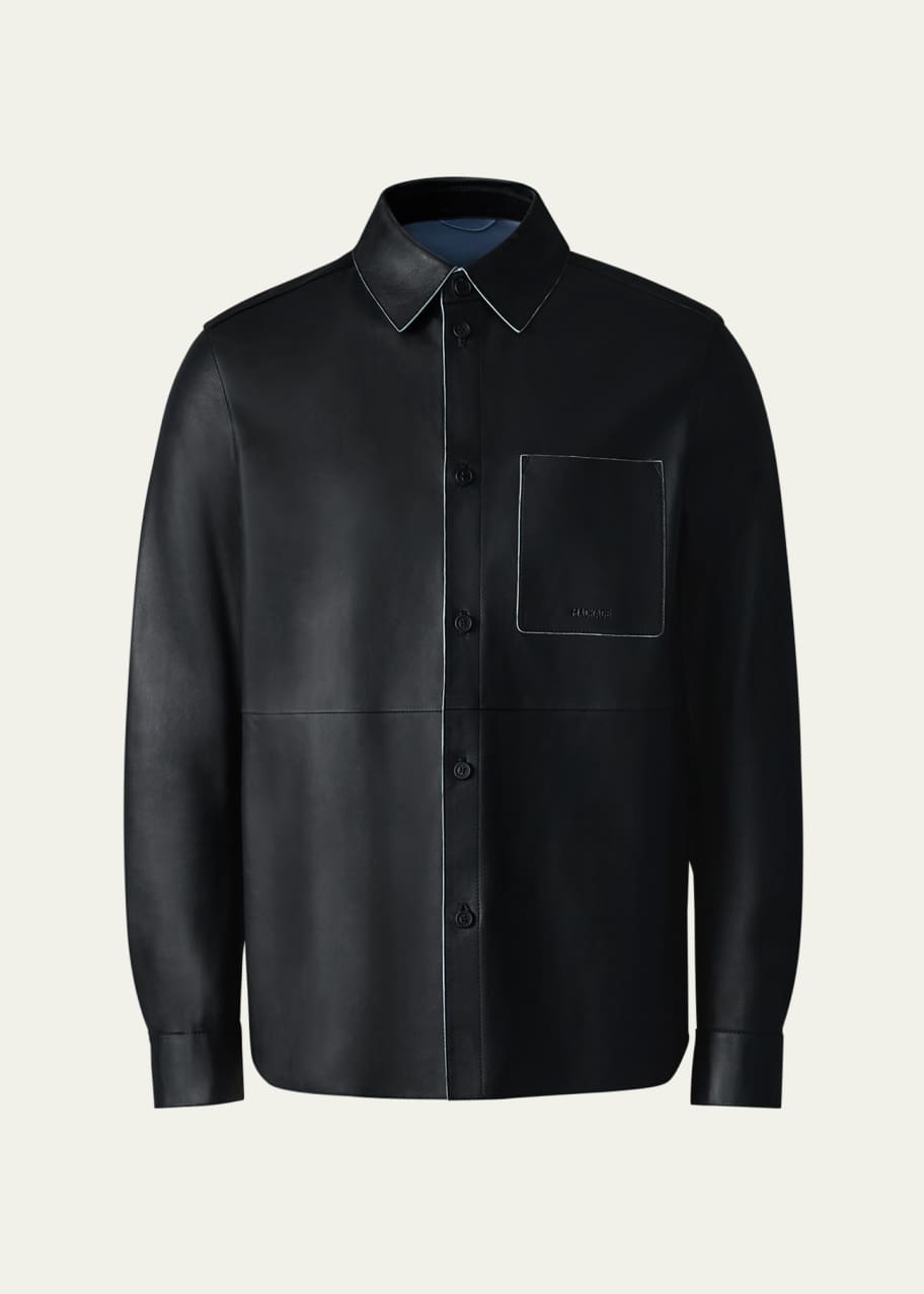 Mackage Men's Remington Contrast-Trim Leather Shirt Jacket - Bergdorf ...