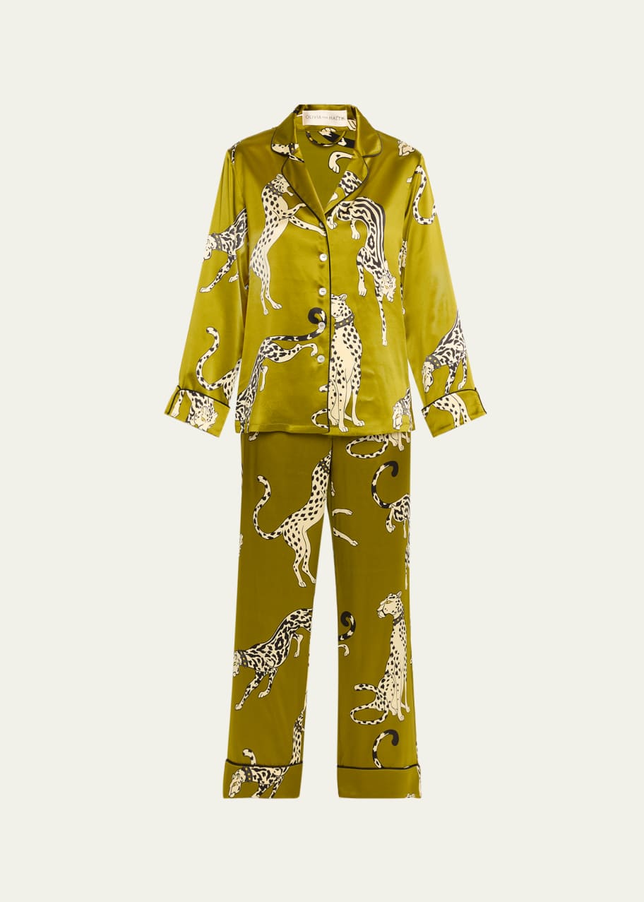 Olivia von Halle Lila Animal-Print Silk Satin Pajama Set - Bergdorf Goodman