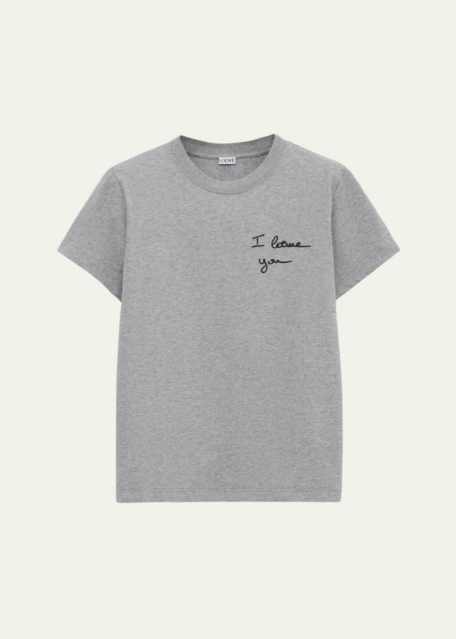 Loewe Logo Embroidered Short-Sleeve Cotton T-Shirt - Bergdorf Goodman