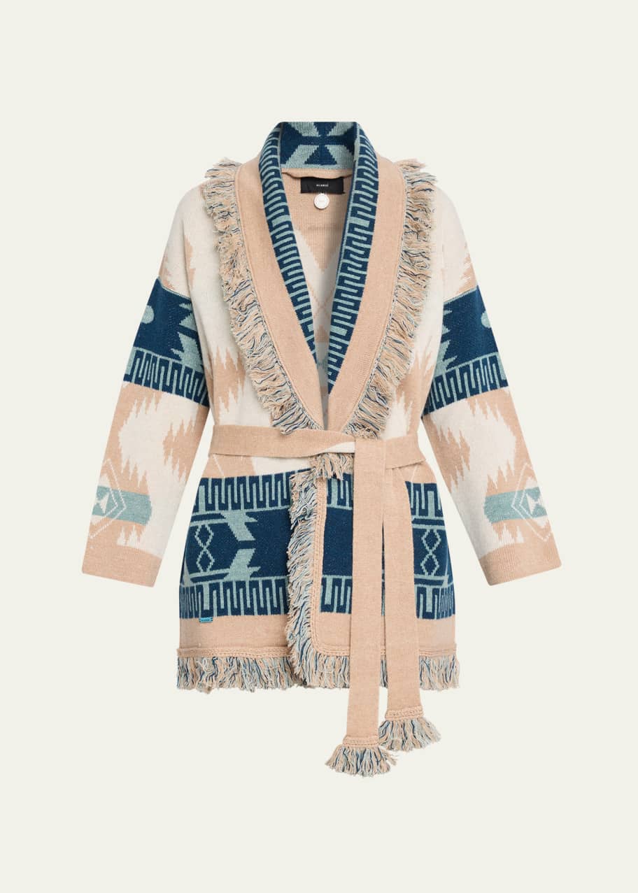 Alanui Icon Jacquard Fringed Wrap Cardigan - Bergdorf Goodman