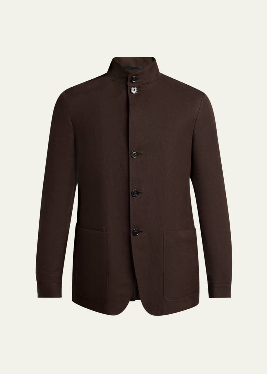 ZEGNA Men's Oasi Lino Il Conte Jacket in Dark Linen - Bergdorf Goodman