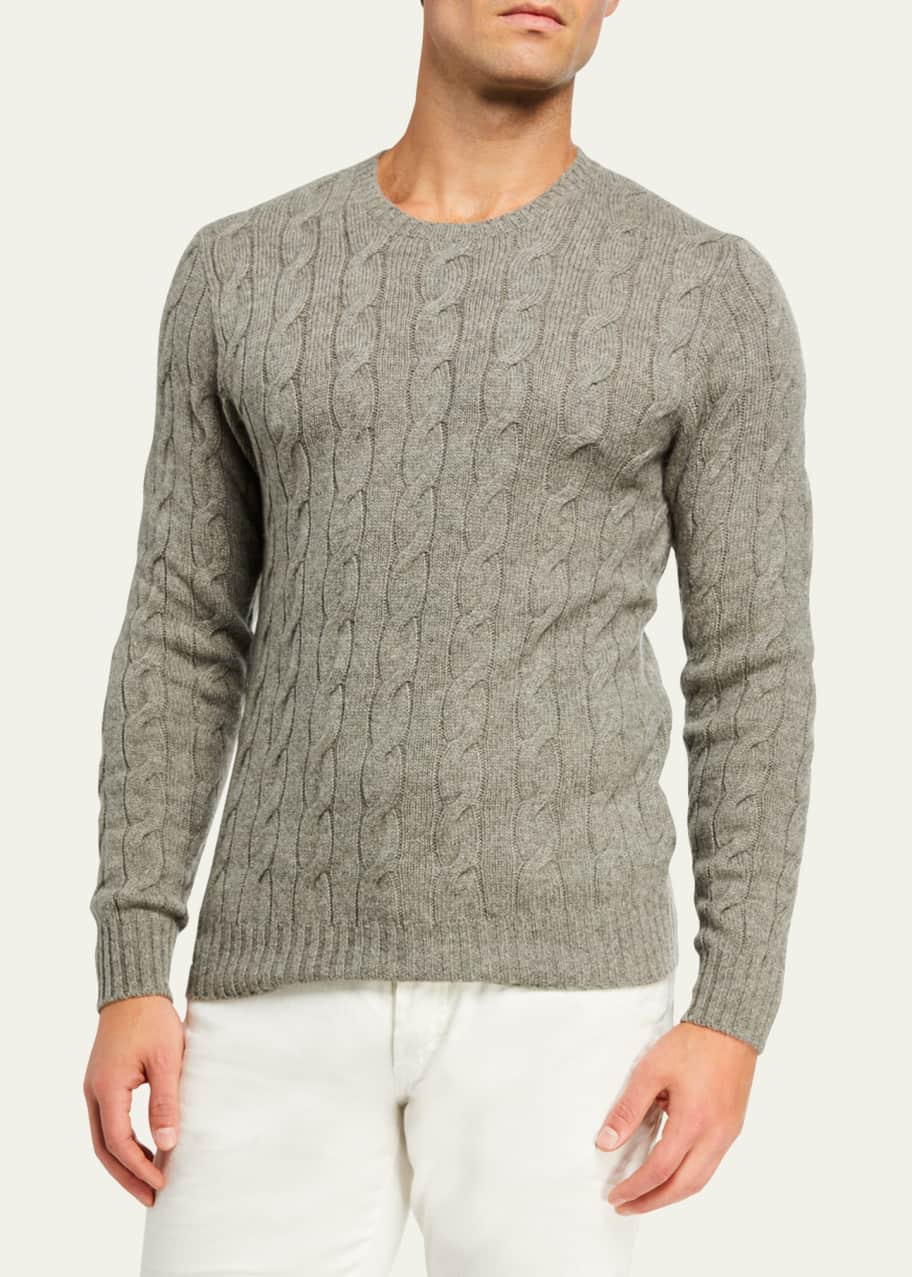 Ralph Lauren Purple Label Mens Cashmere Cable Knit Crewneck Sweater