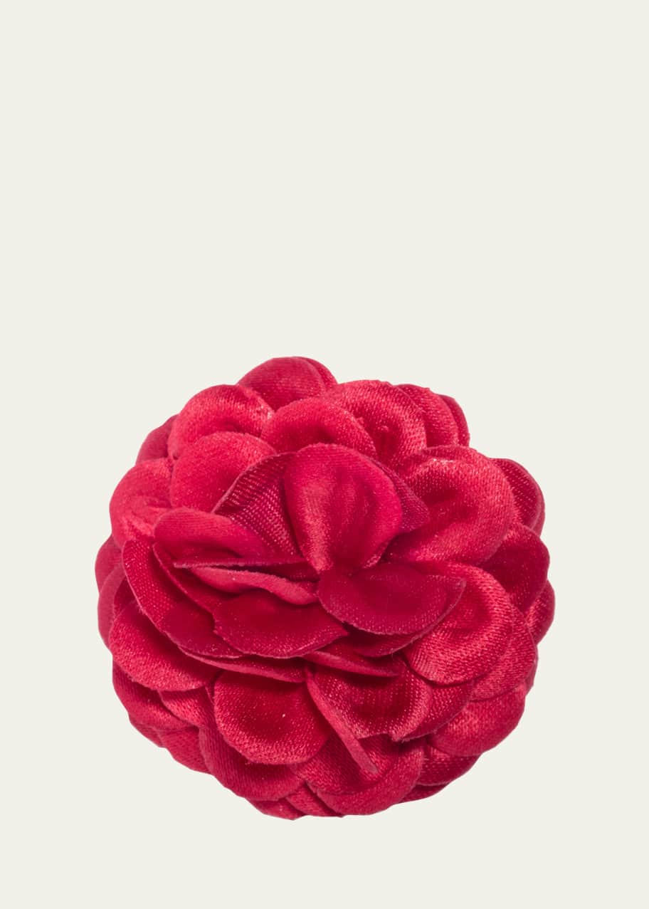 hook + Albert Satin Dahlia Lapel Flower, Red - Bergdorf Goodman