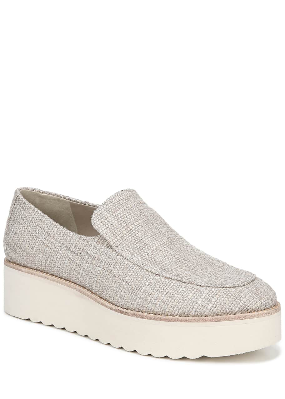 Vince Zeta Linen Platform Loafers - Bergdorf Goodman