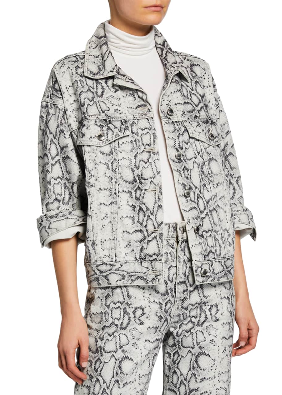 alexanderwang.t Game Python-Print Denim Trucker Jacket - Bergdorf Goodman