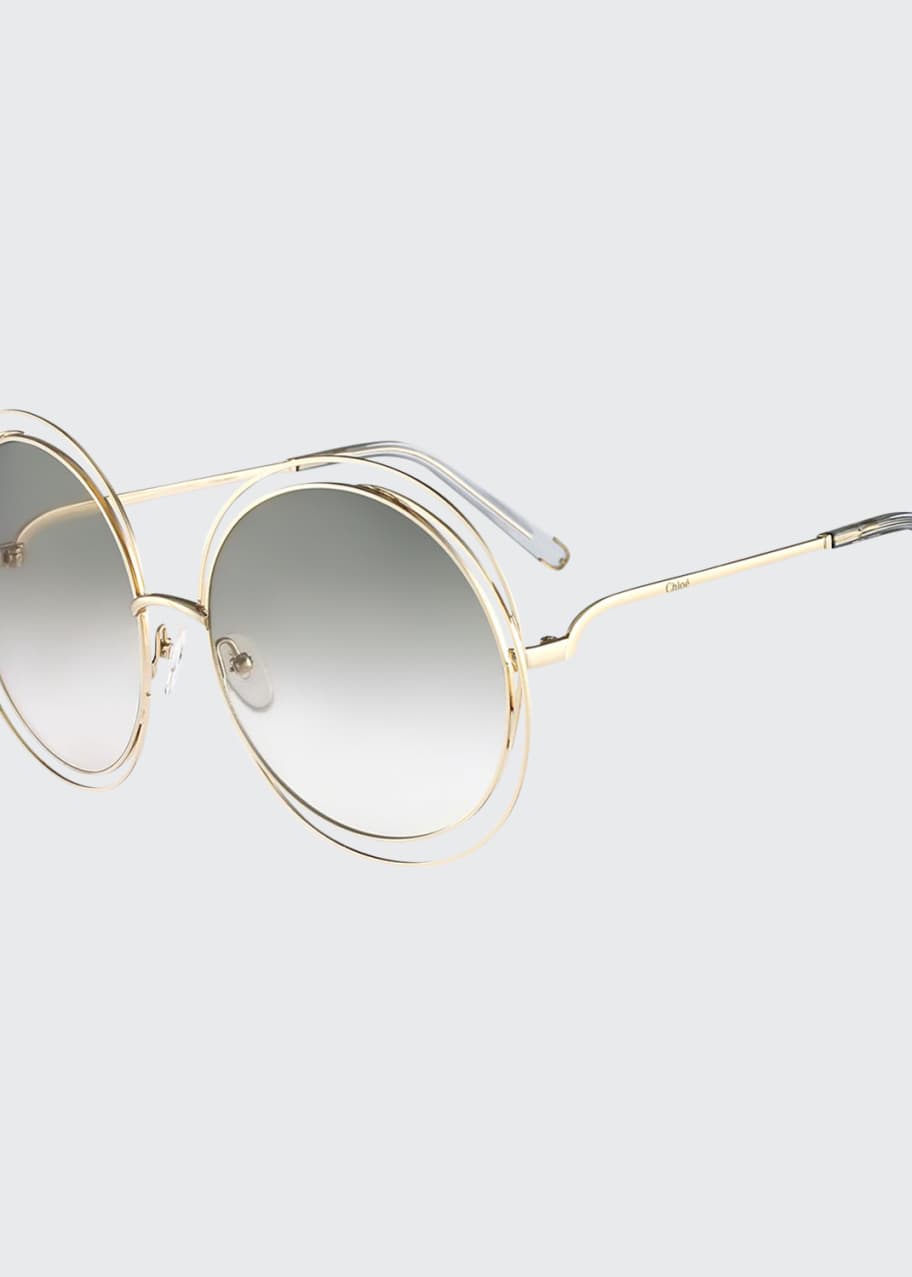 Chloe Carlina Round Wire Metal Sunglasses - Bergdorf Goodman