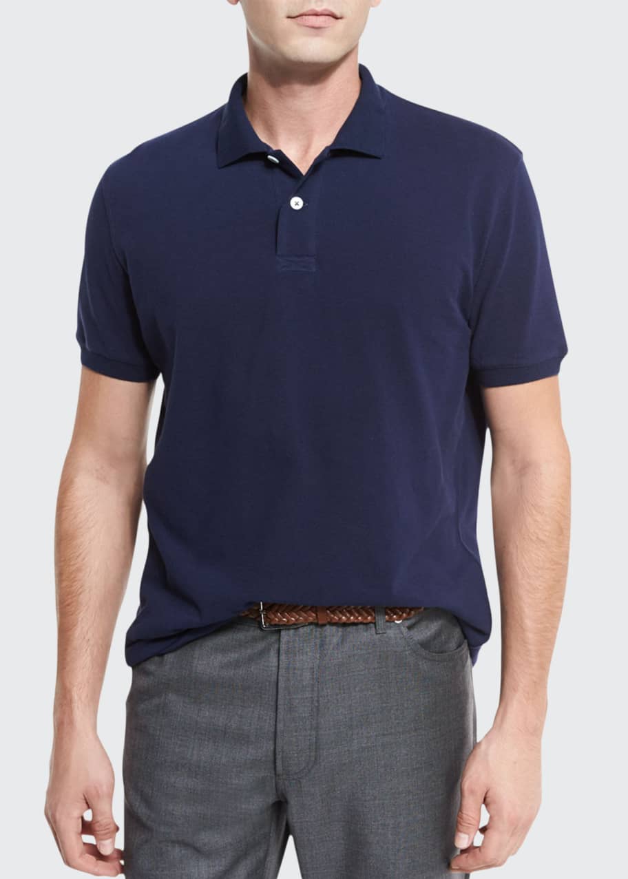 Brunello Cucinelli Pique Polo Shirt, White - Bergdorf Goodman
