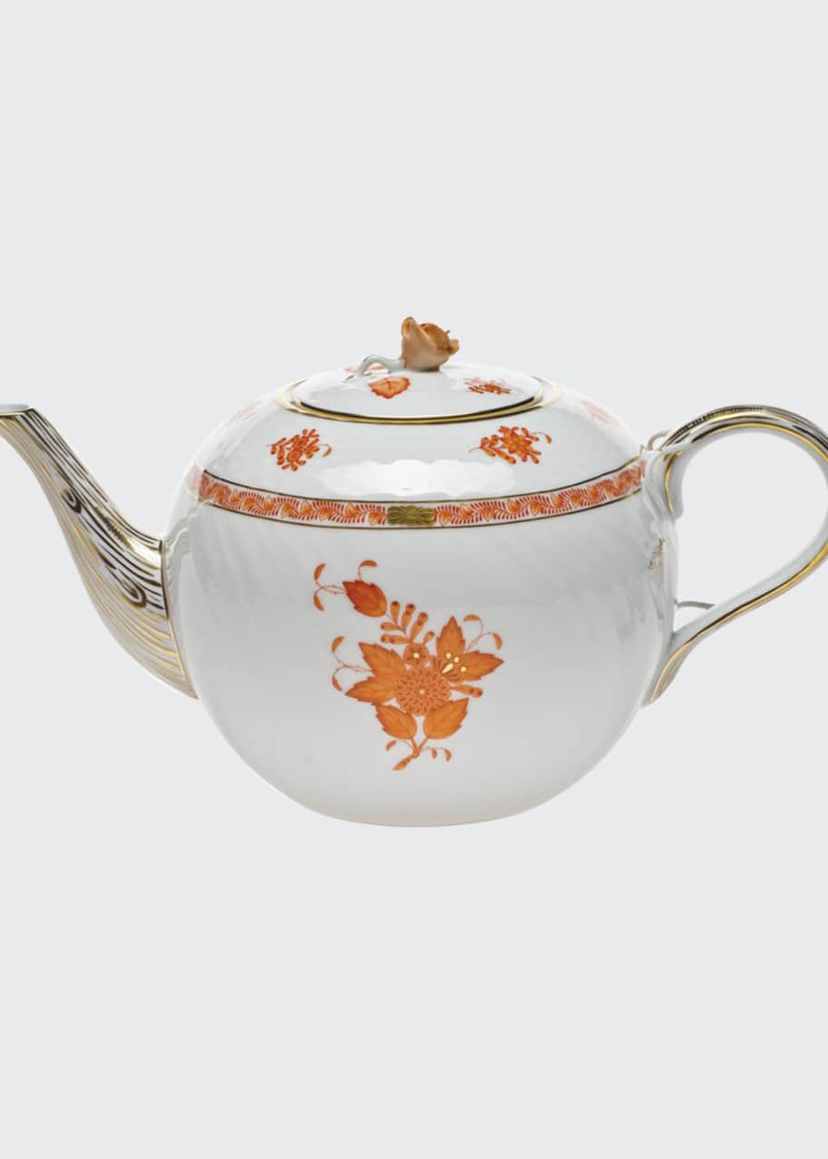 Herend Chinese Boutique Rust Large Teapot with Rose - Bergdorf Goodman