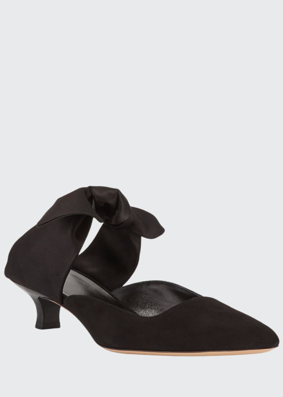 THE ROW Coco Suede & Satin Mule Pump - Bergdorf Goodman