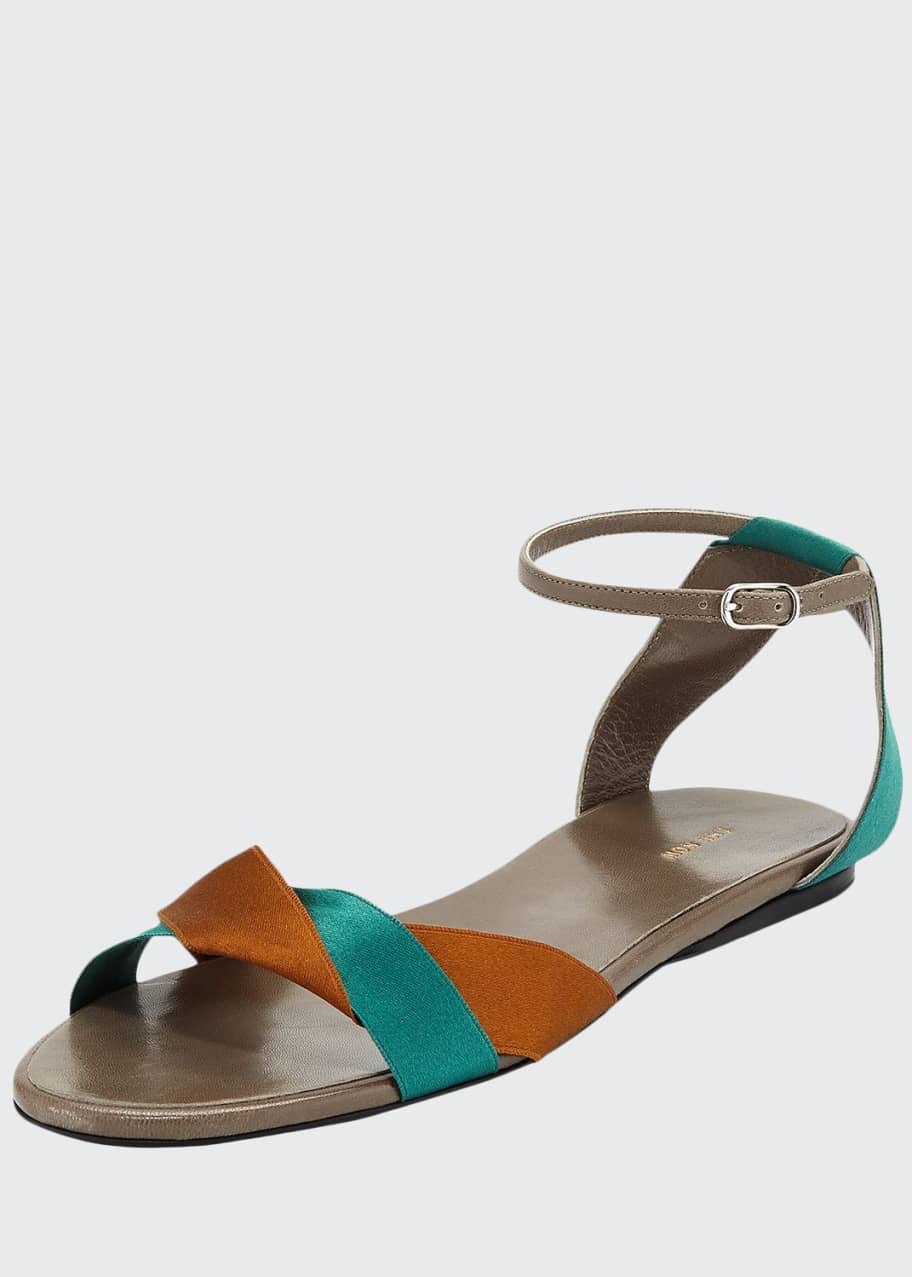 THE ROW Colorblock Ribbons Flat Sandals - Bergdorf Goodman