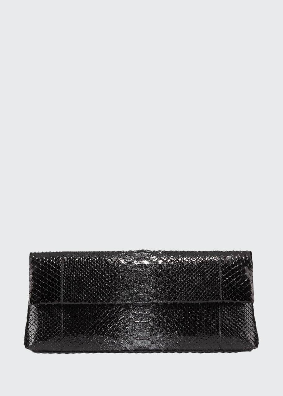 Nancy Gonzalez Gotham Metallic Python Flap Clutch Bag - Bergdorf Goodman