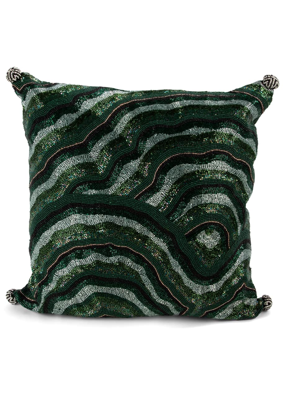 MacKenzie-Childs Malachite Beaded Pillow - Bergdorf Goodman