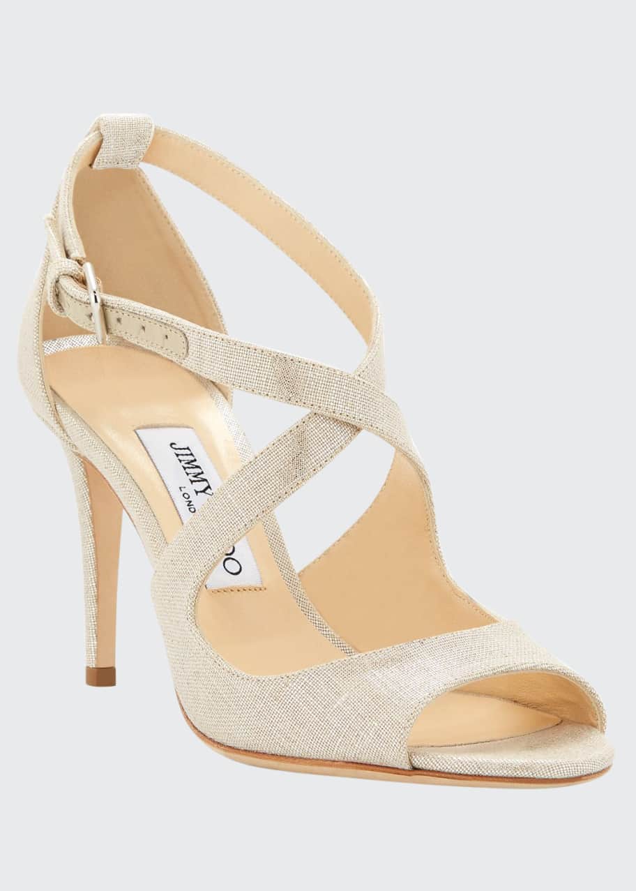 Jimmy Choo Emily Metallic Woven Sandals - Bergdorf Goodman