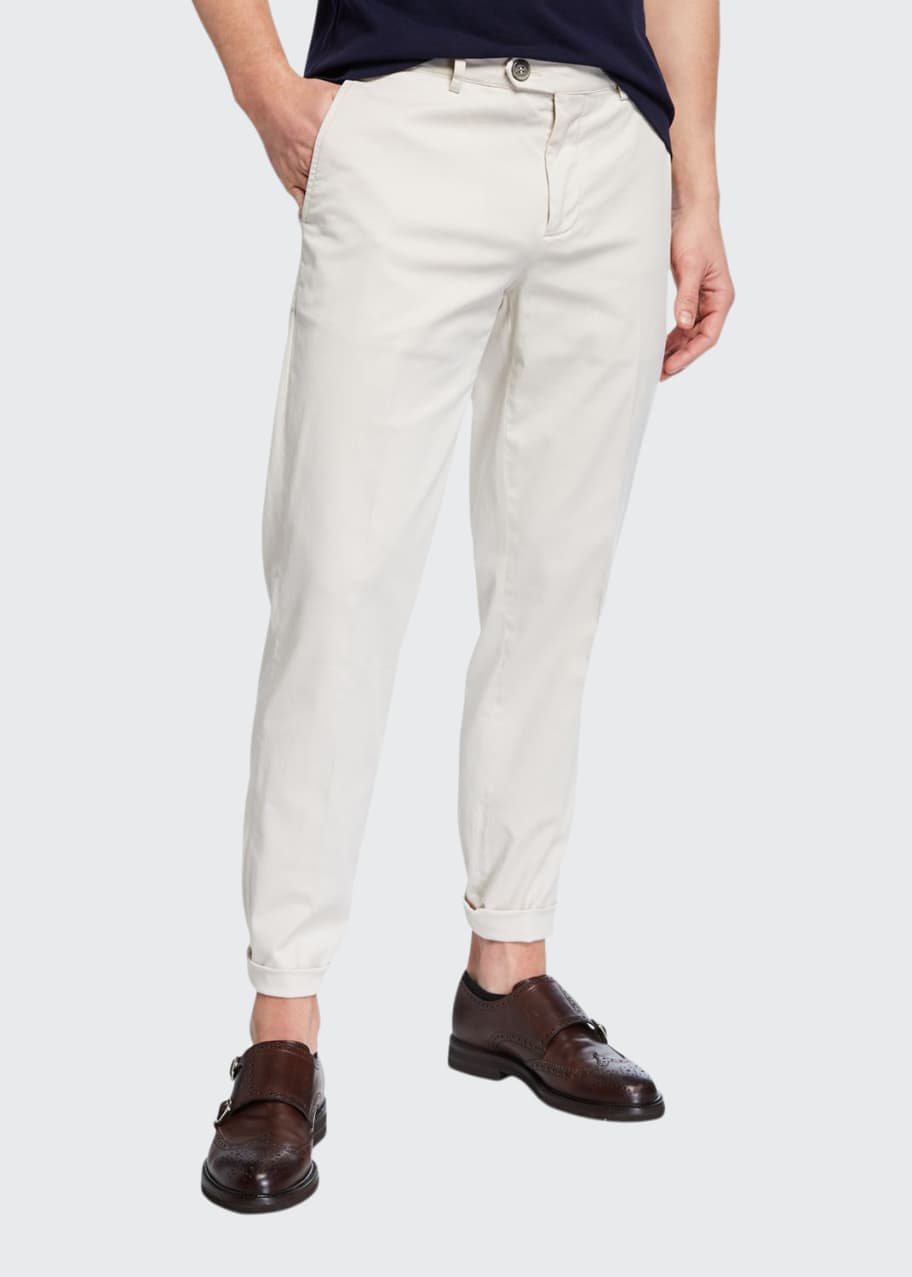 Brunello Cucinelli Men's Flat-Front Twill Pants - Bergdorf Goodman