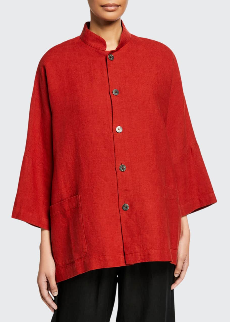 Eskandar Mandarin-Collar Linen Jacket - Bergdorf Goodman