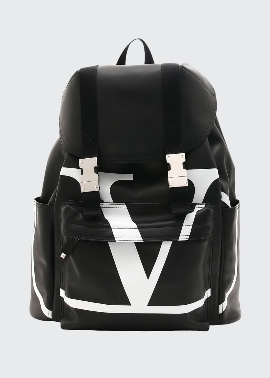 Valentino Garavani Men's VL Logo-Front Leather Backpack - Bergdorf Goodman