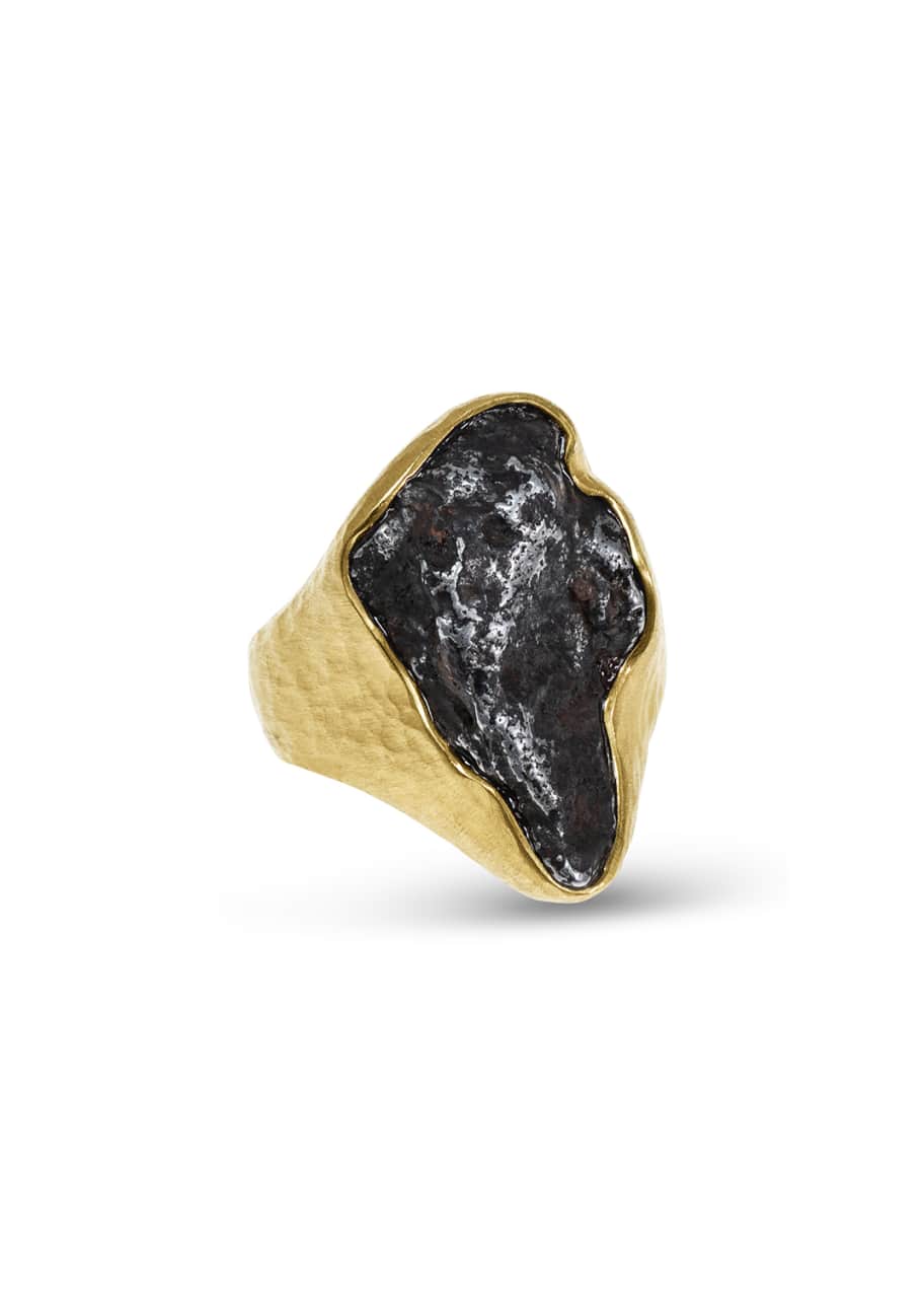 Jorge Adeler Men's Sikhote-Alin Meteorite 18k Gold Signet Ring ...