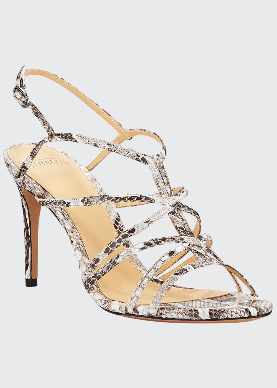 Alexandre Birman Emma Python Caged Mid-Heel Sandals - Bergdorf Goodman