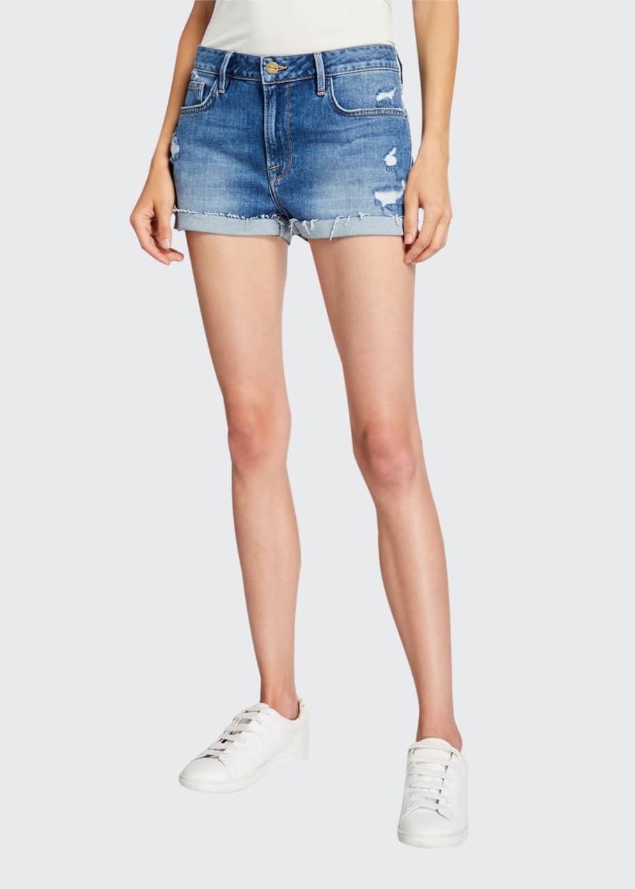 FRAME Le Grand Garcon Distressed Shorts - Bergdorf Goodman