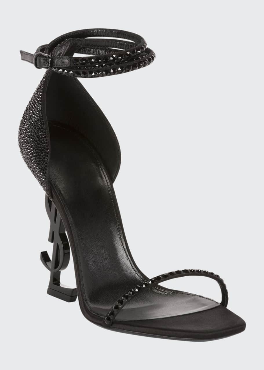 Saint Laurent Opyum YSL Logo-Heel Sandals with Black Hardware ...