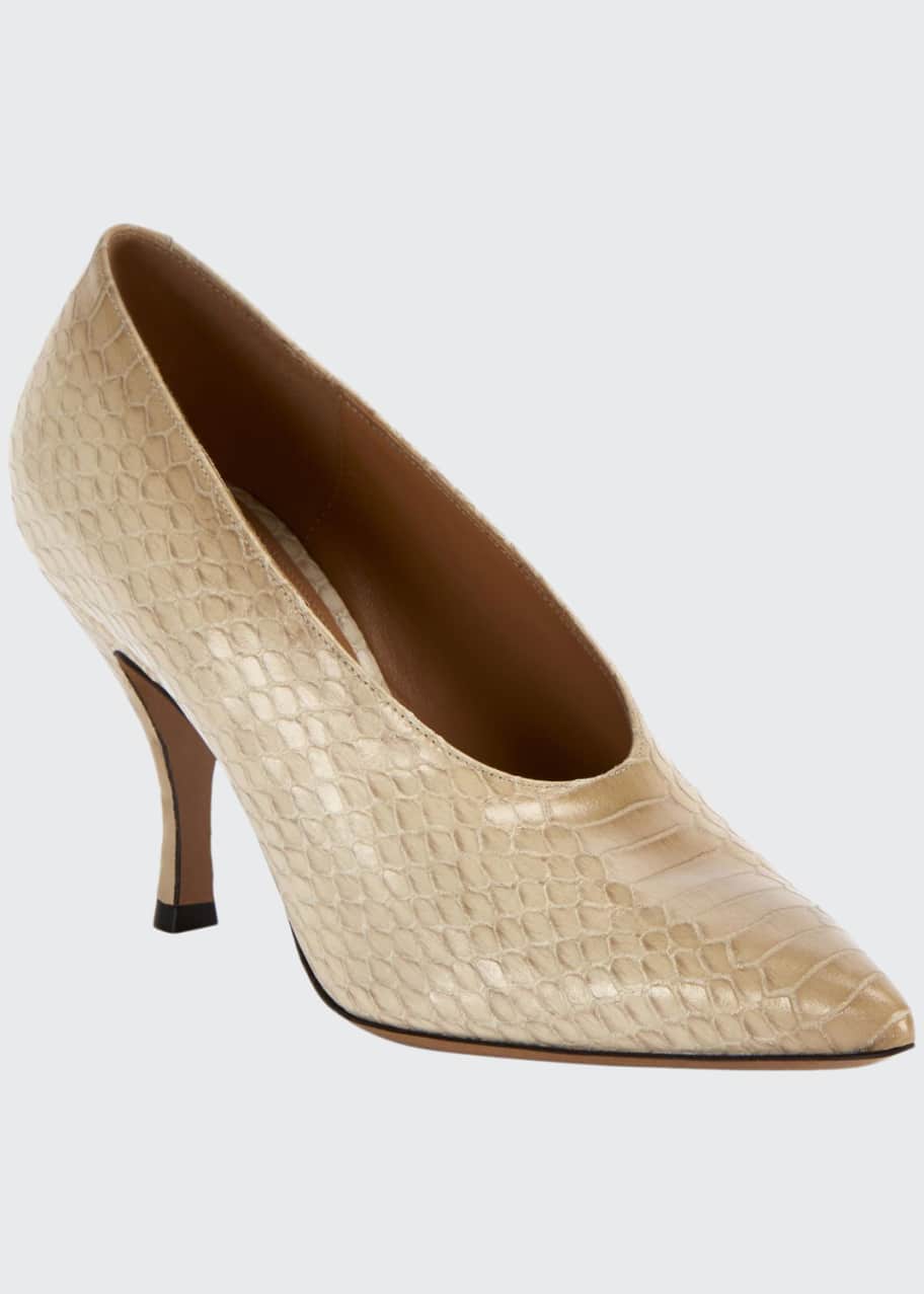 Dries Van Noten Pointed Python-Embossed Pumps - Bergdorf Goodman