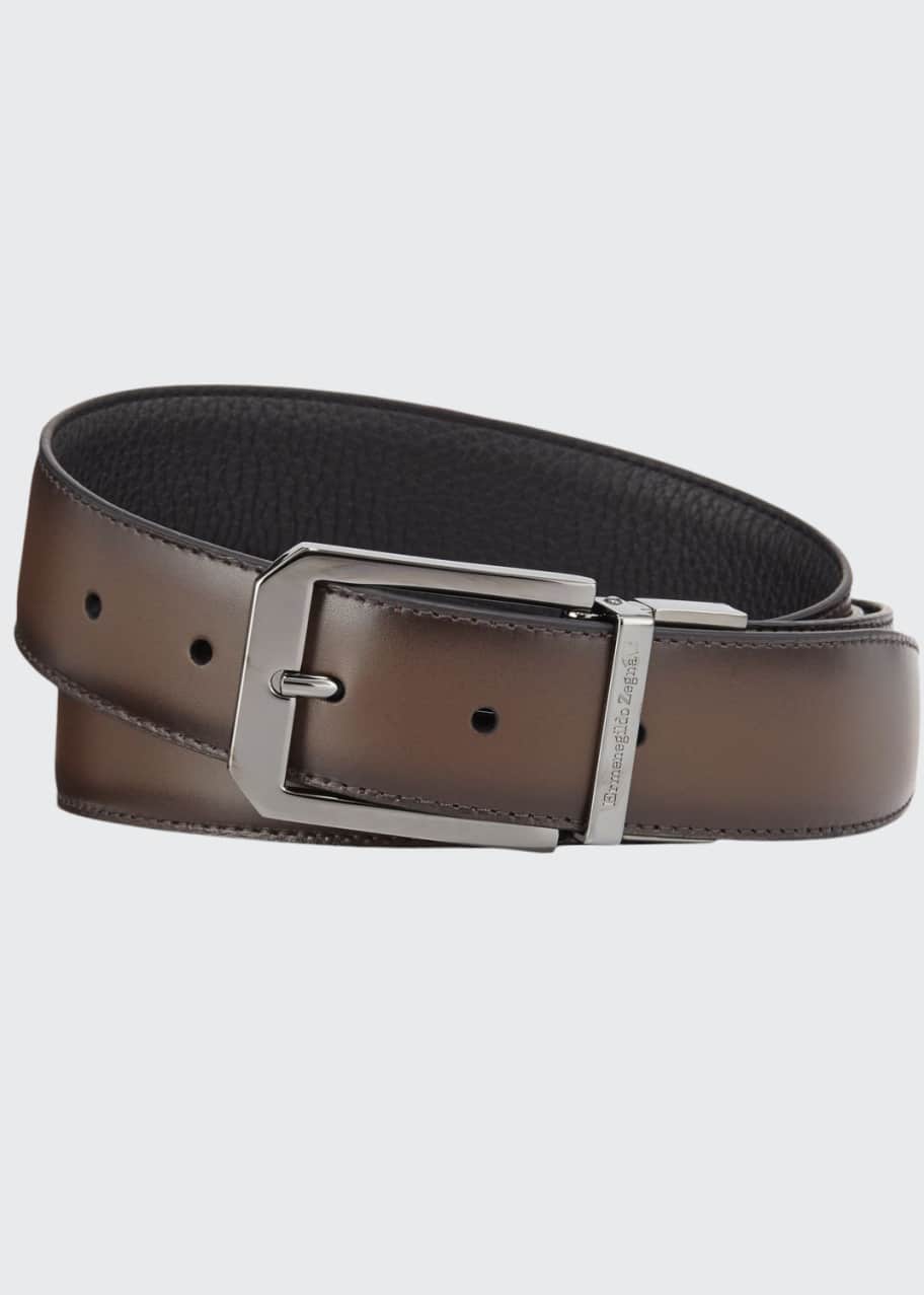 ZEGNA Men's Reversible Calf Leather Belt - Bergdorf Goodman