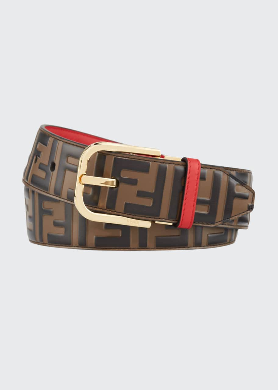 Fendi Men's FF Logo Leather Belt - Bergdorf Goodman