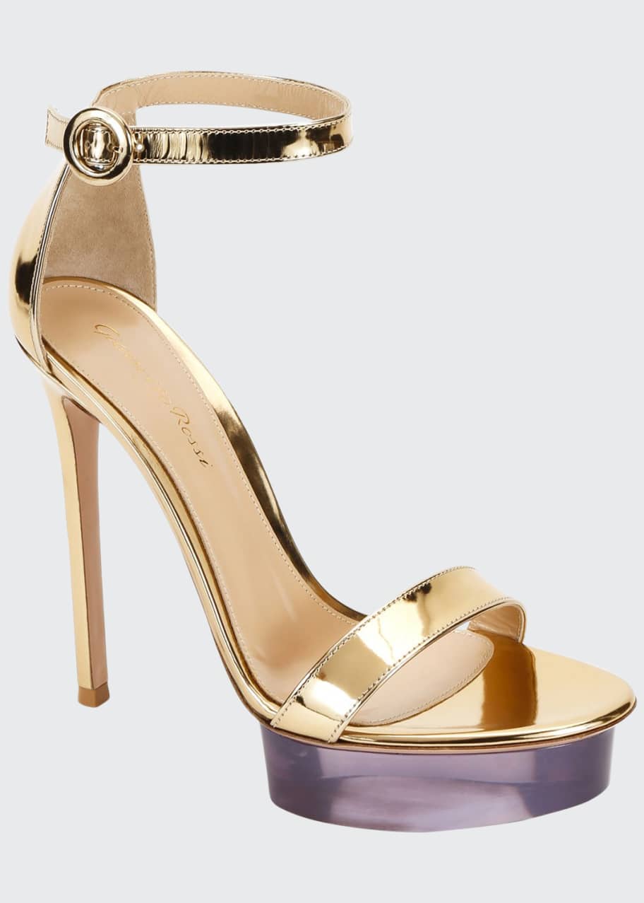 Gianvito Rossi Metallic Metal Rubber Platform Sandals - Bergdorf Goodman
