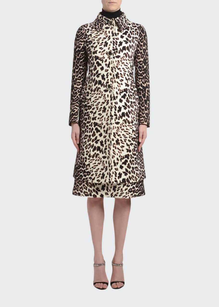 Prada Leopard Print Gabardine A-Line Coat - Bergdorf Goodman
