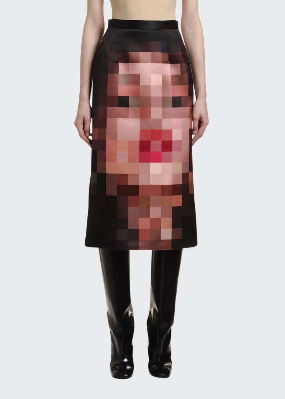 Marni Pixelated Face-Print Skirt - Bergdorf Goodman