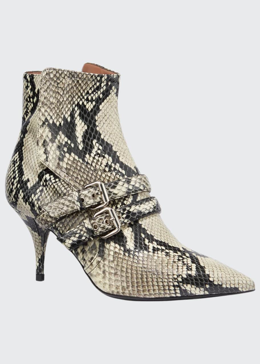 Tabitha Simmons Easton Python-Print Booties - Bergdorf Goodman