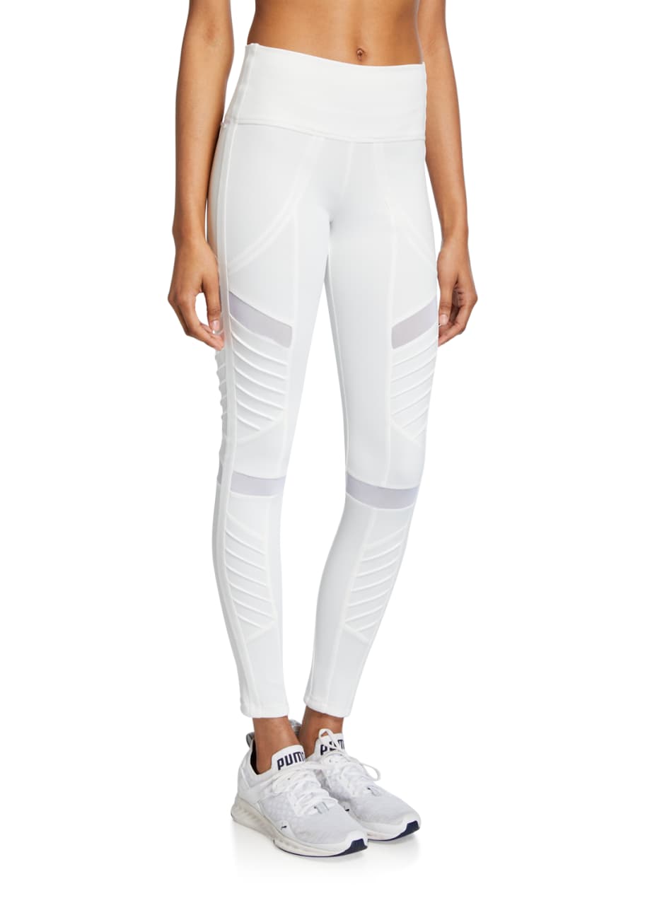 Blanc Noir High-Rise Pintuck Mesh Leggings - Bergdorf Goodman