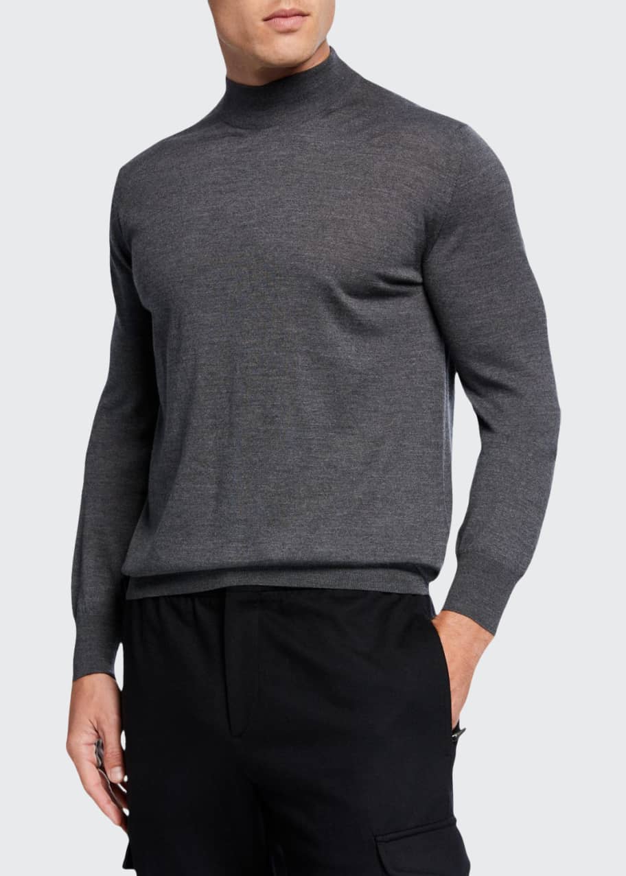 Brioni Mens Mock Neck Wool Sweater Bergdorf Goodman