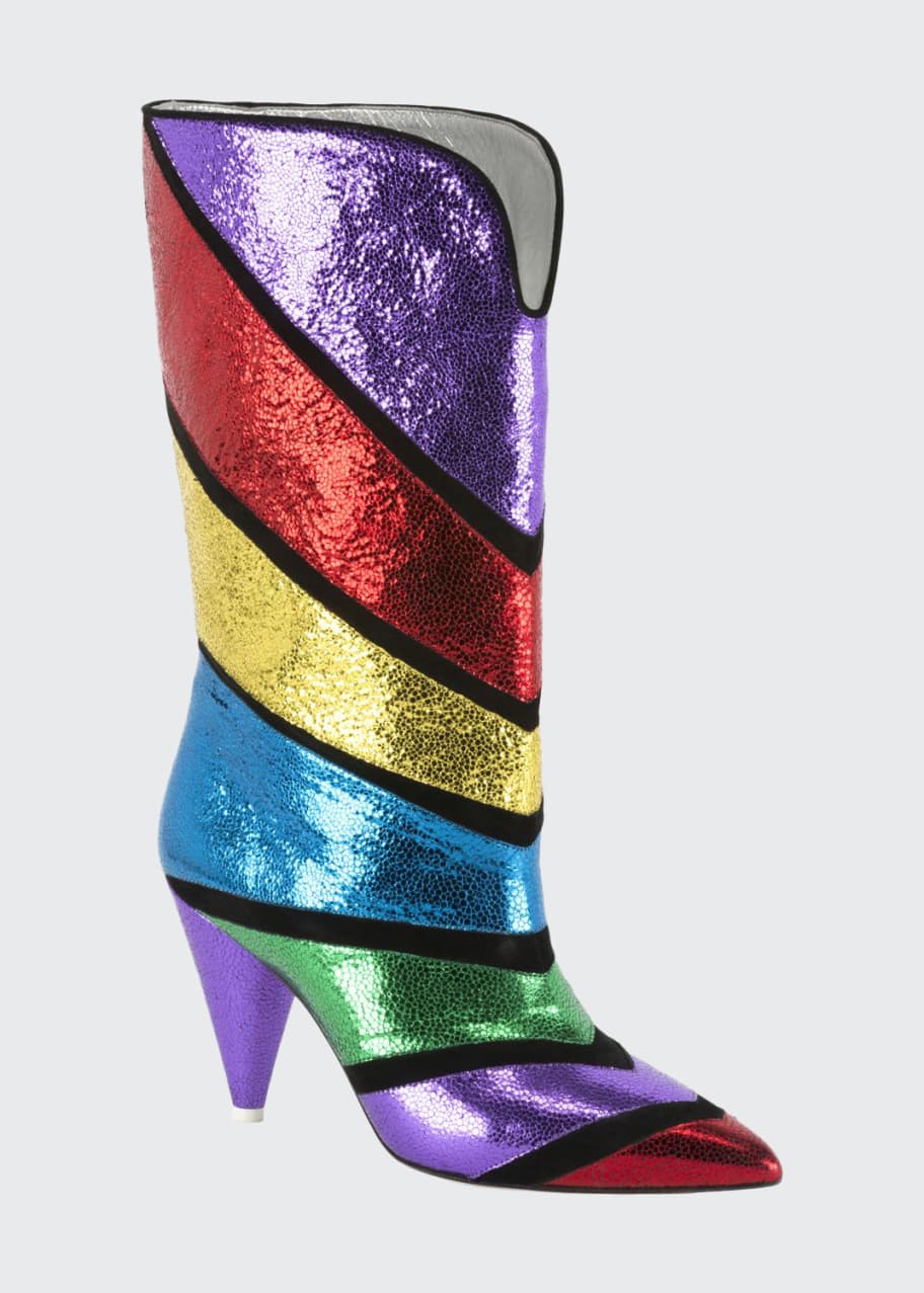 The Attico Colorblock Metallic 85mm Booties - Bergdorf Goodman