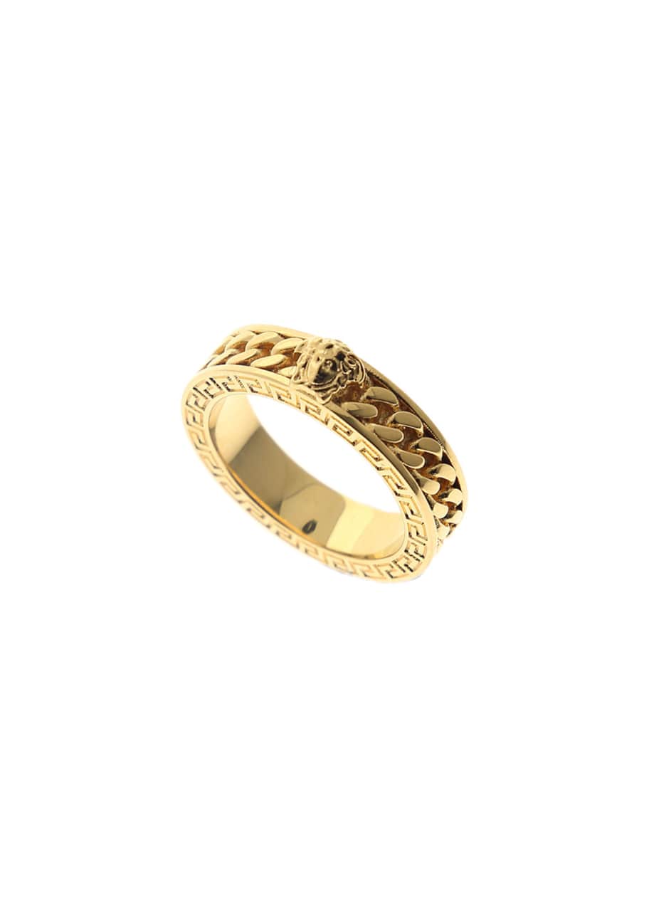 Versace Men's Medusa Chain/Greek Key Band Ring - Bergdorf Goodman