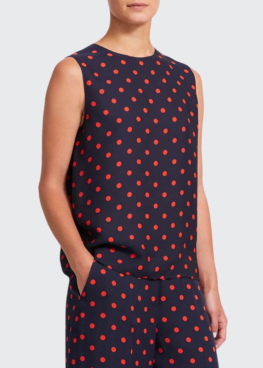 Theory Continuous Silk Polka-Dot Shell - Bergdorf Goodman