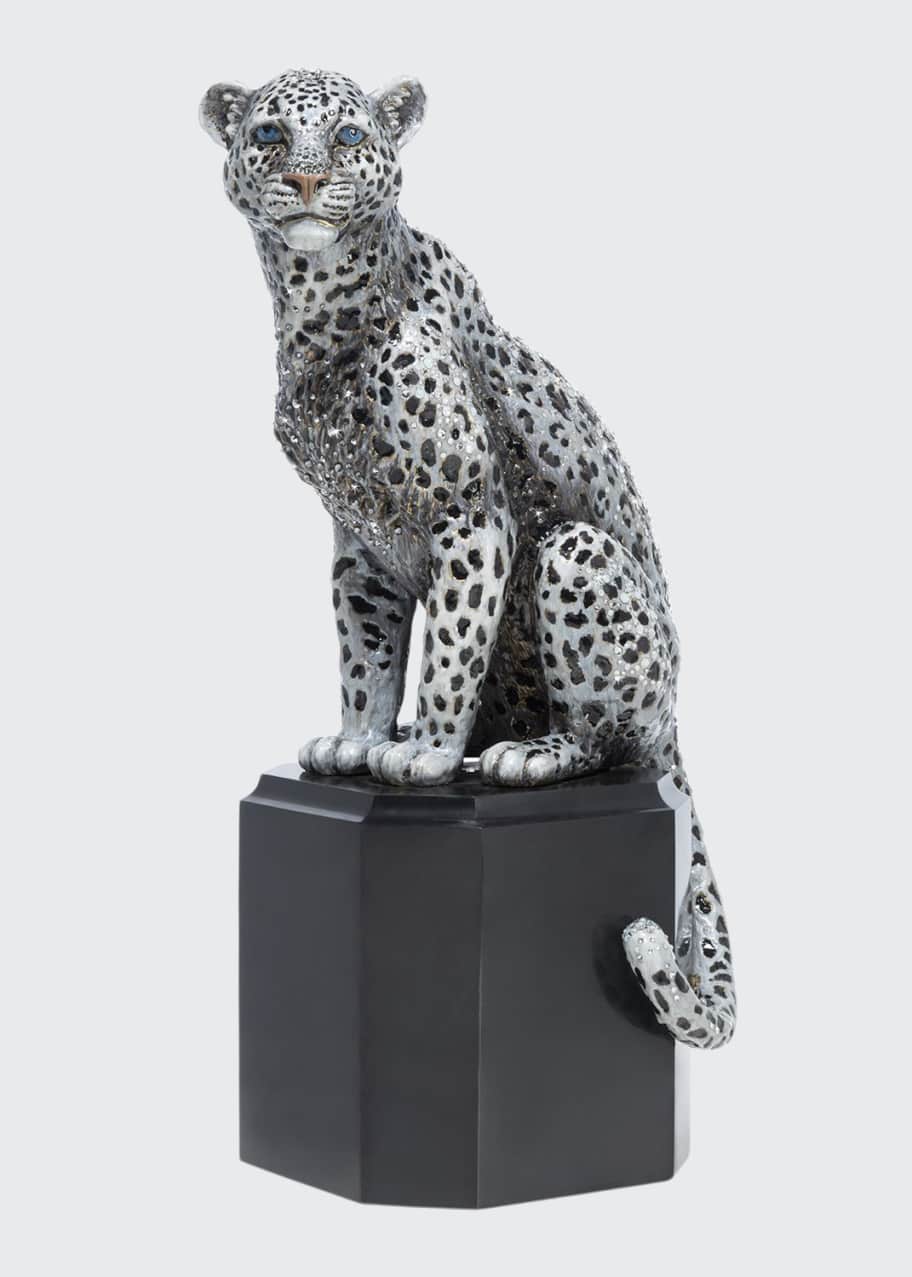 Jay Strongwater Sitting Snow Leopard Figurine - Bergdorf Goodman