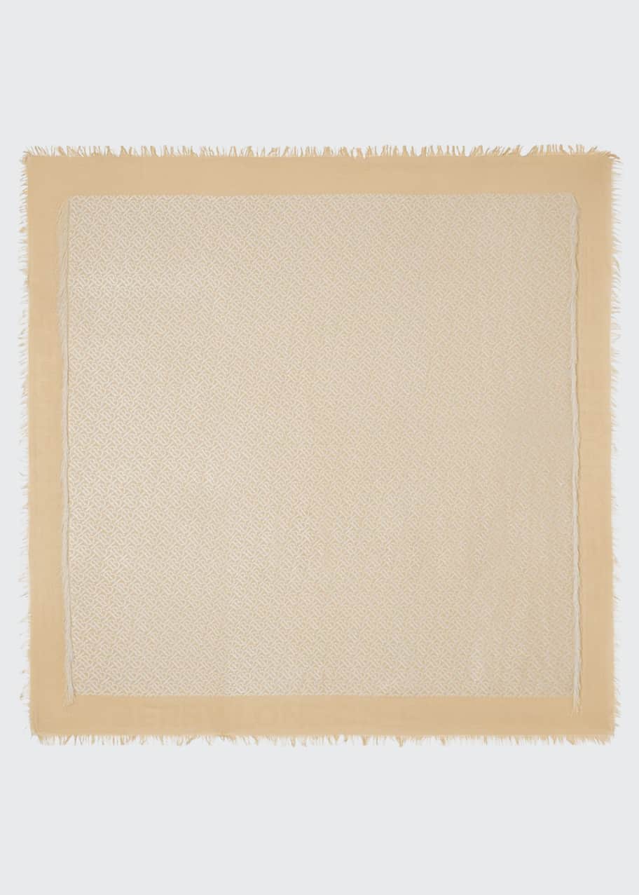 bordered monogram scarf