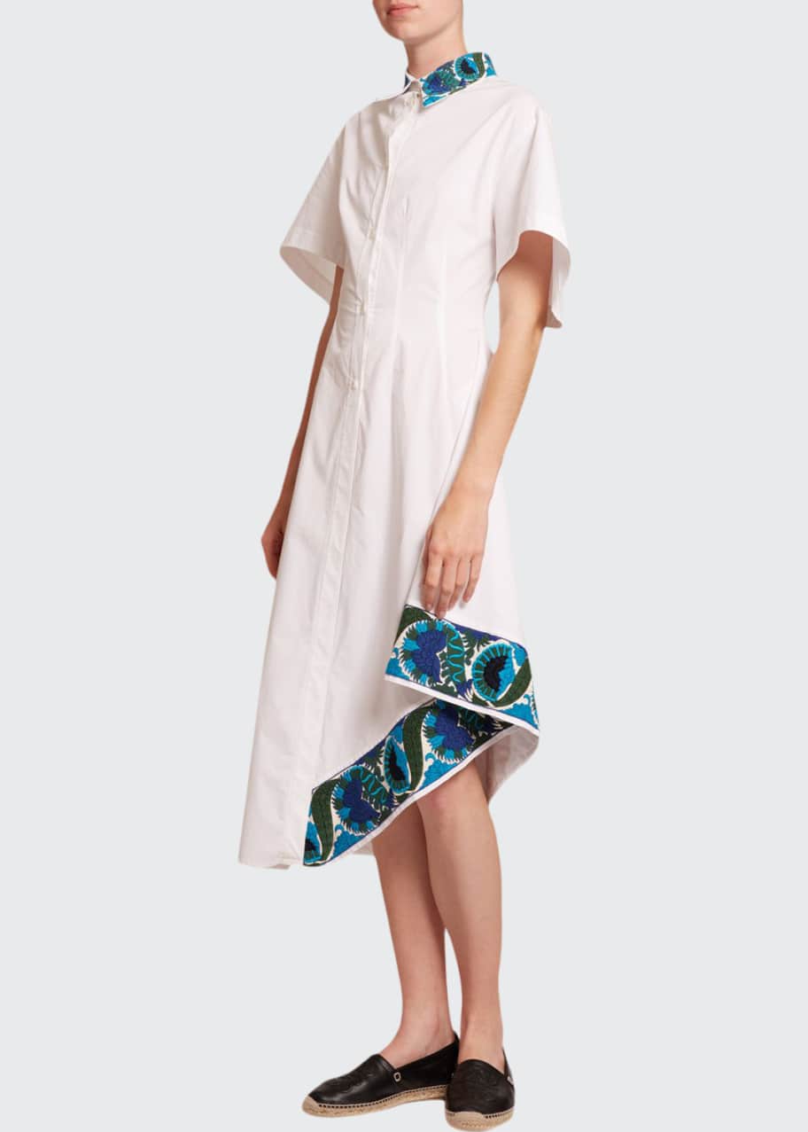 Loewe Embroidered Short-Sleeve Shirt Dress - Bergdorf Goodman