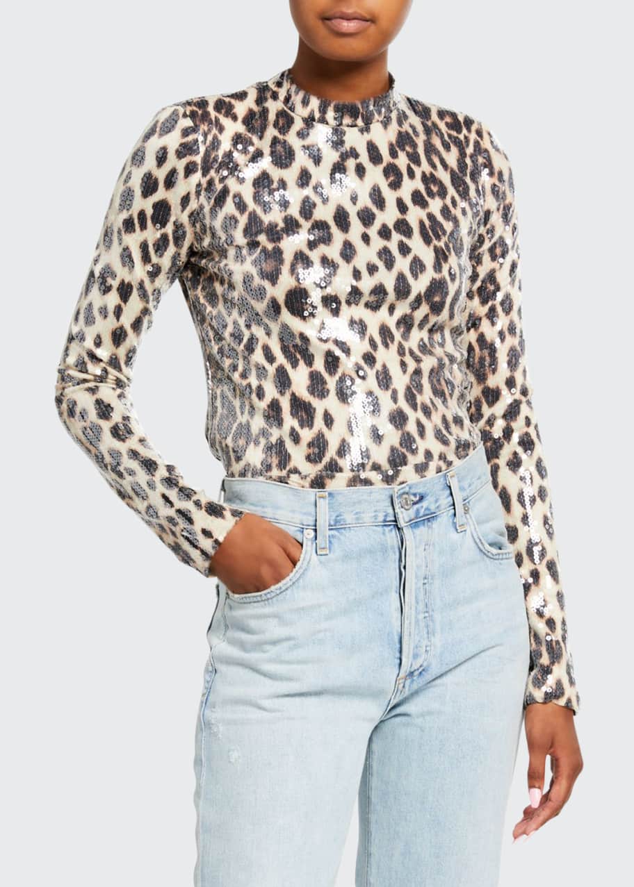 A.L.C. Marshall Sequined Leopard-Print Top - Bergdorf Goodman