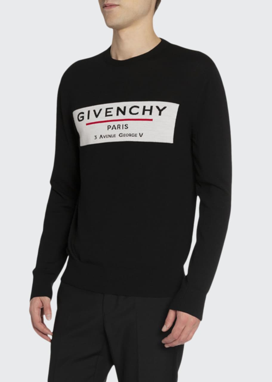 Givenchy Men's Label Graphic Crewneck Sweater - Bergdorf Goodman